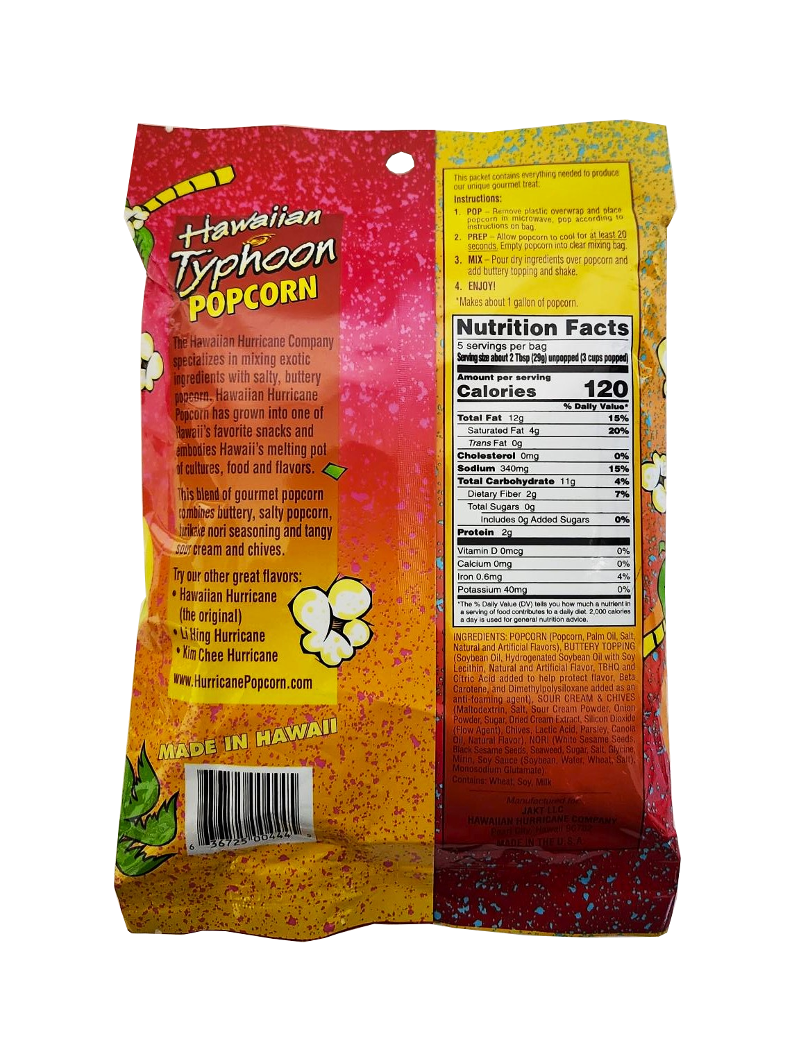 Hawaiian Hurricane Company Hawaiian Typhoon Microwave Popcorn Sour Cre ...