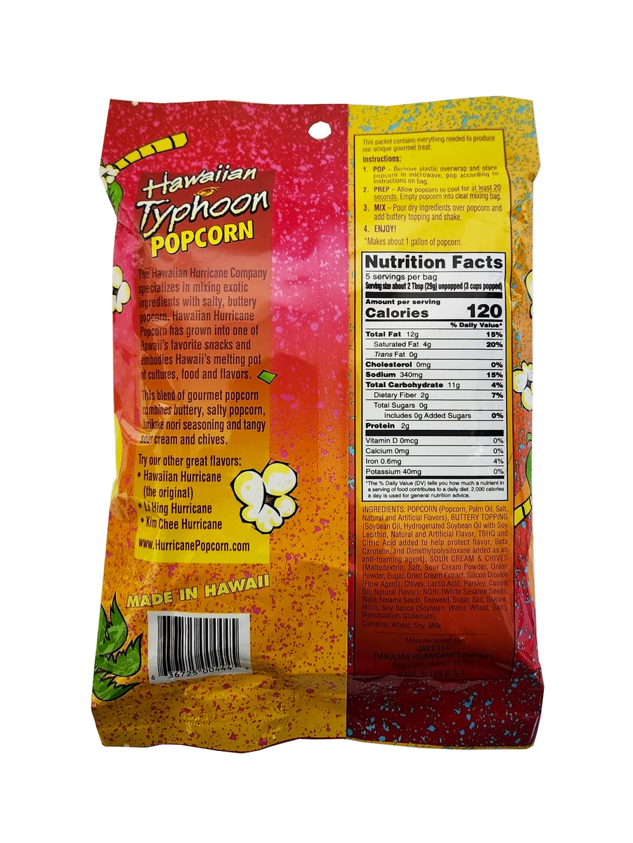 Hawaiian Hurricane Company Hawaiian Typhoon Microwave Popcorn Sour Cre ...